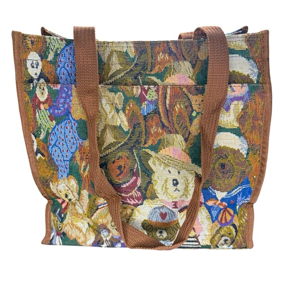 Jade | Bags | Vintage Jade Tapestry Teddy Bear Tote Bag W Matching Coin ...
